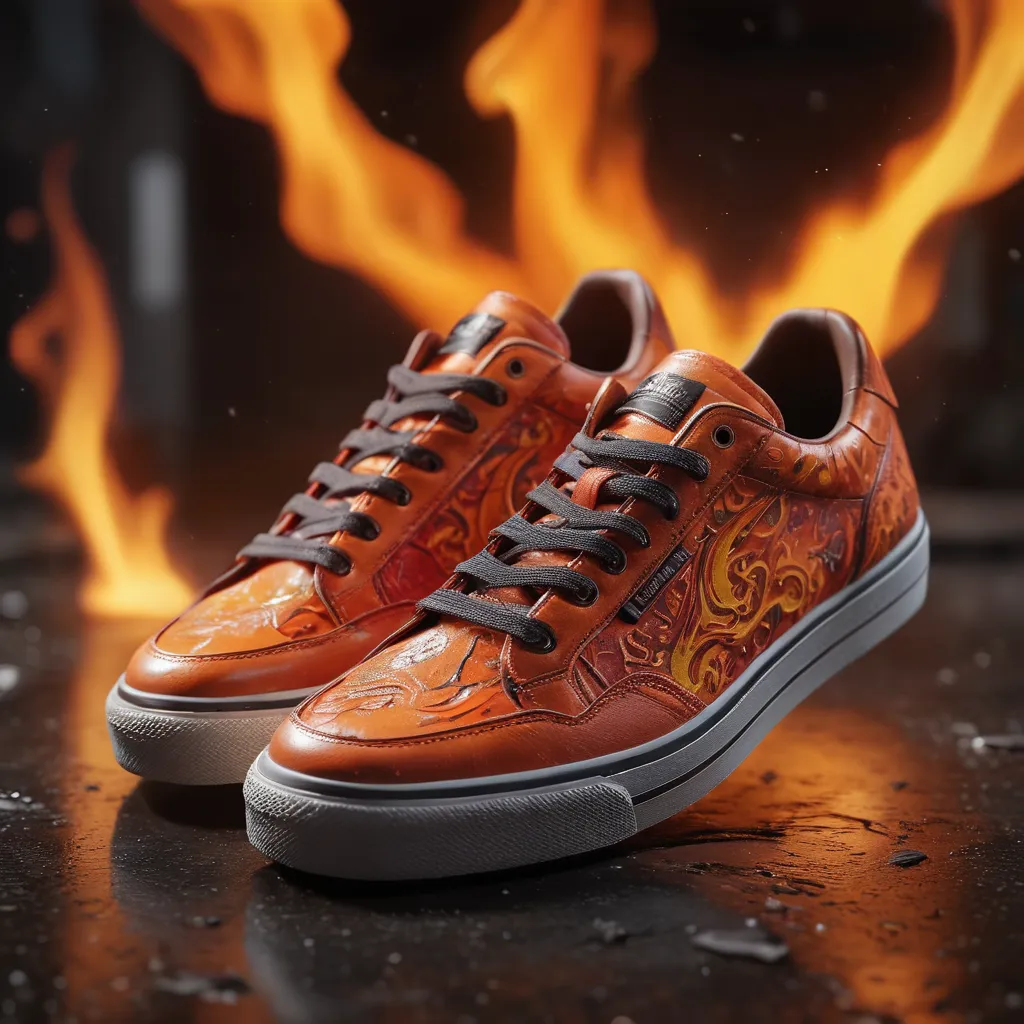 Flame-Emblazoned Footwear: Sneakers with Style